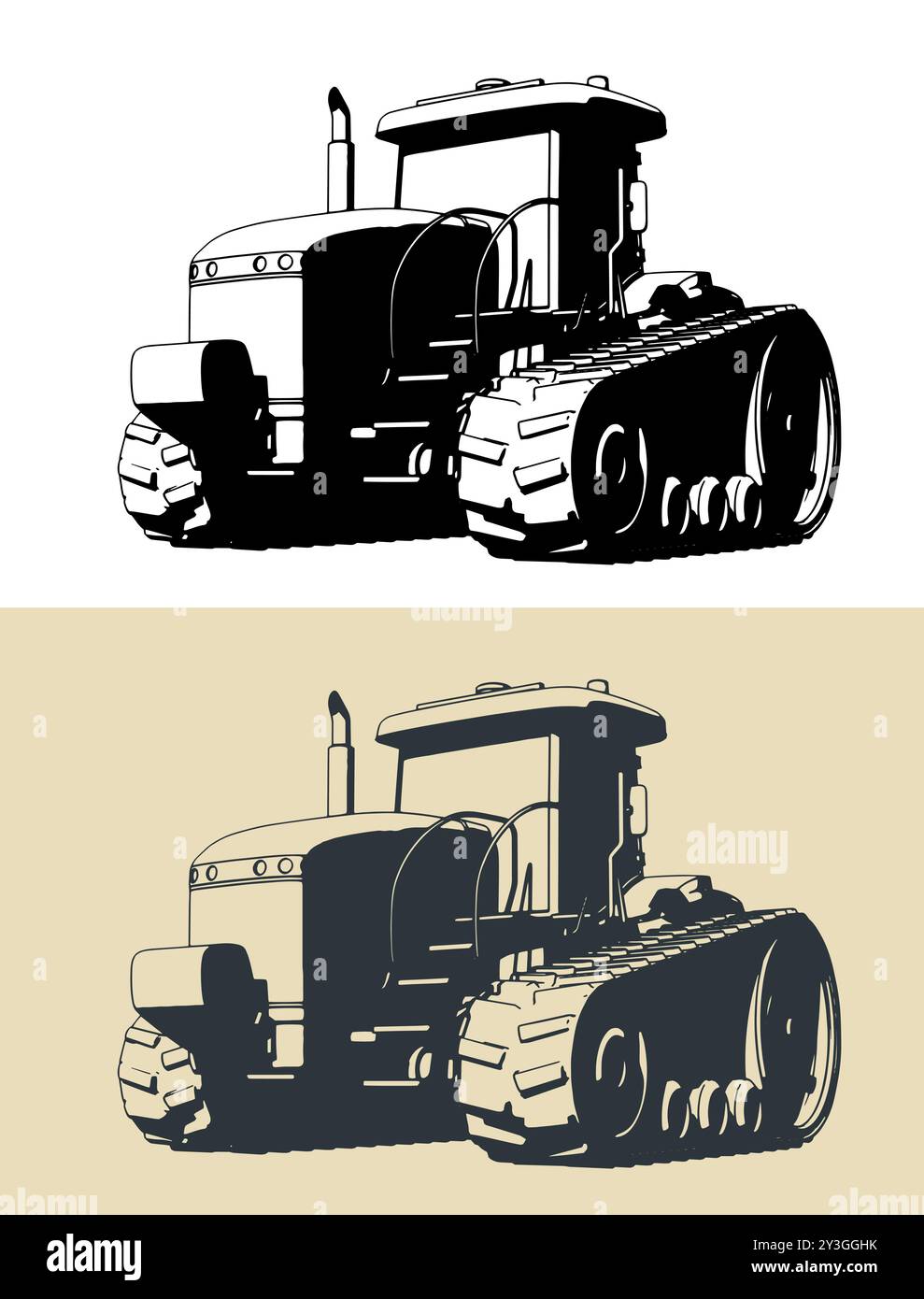 Stylized vector illustrations of a crawler tractor Stock Vector Image ...
