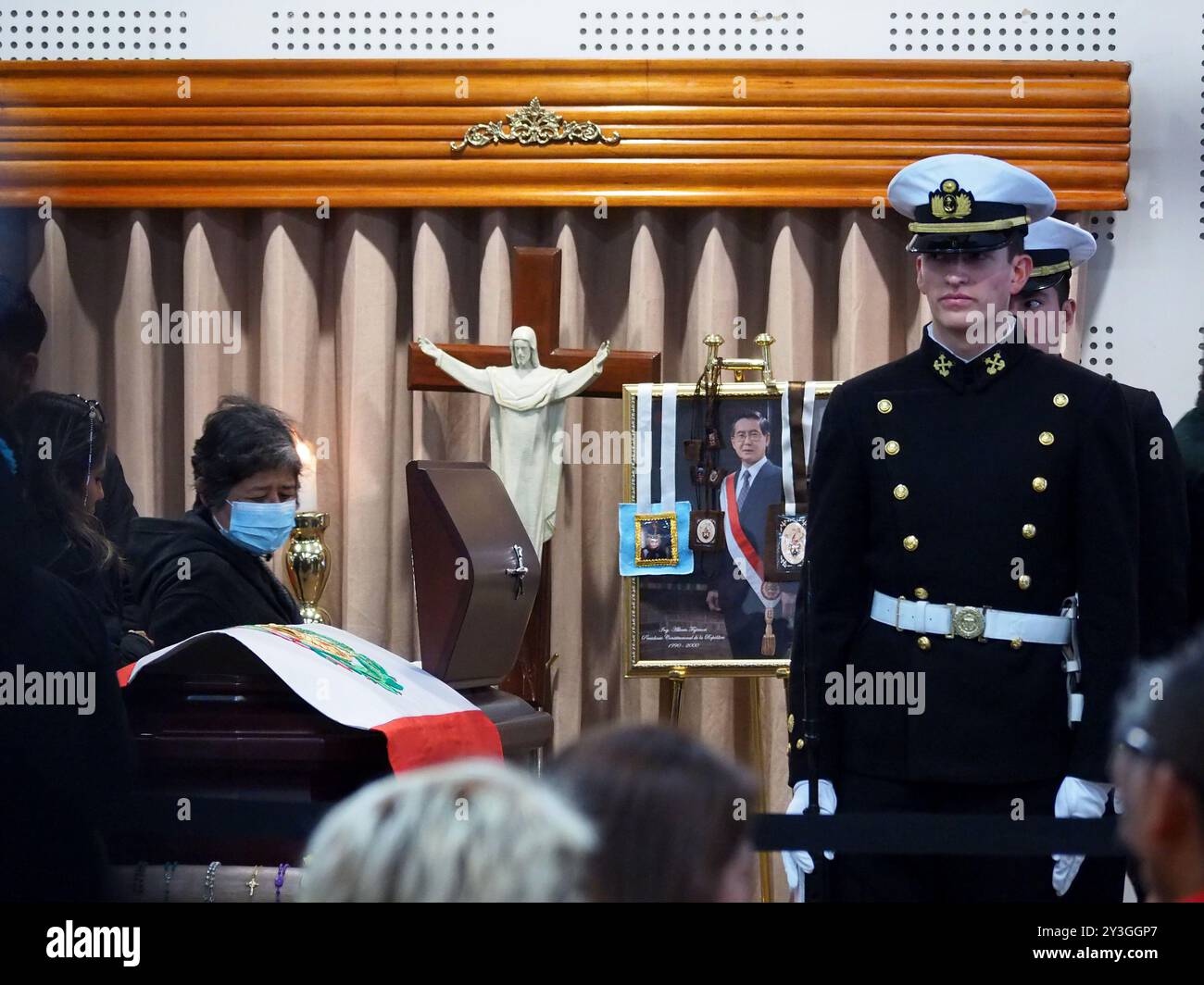 Lima, Peru. 13th Sep, 2024. Honor guard next to the coffin of the ...