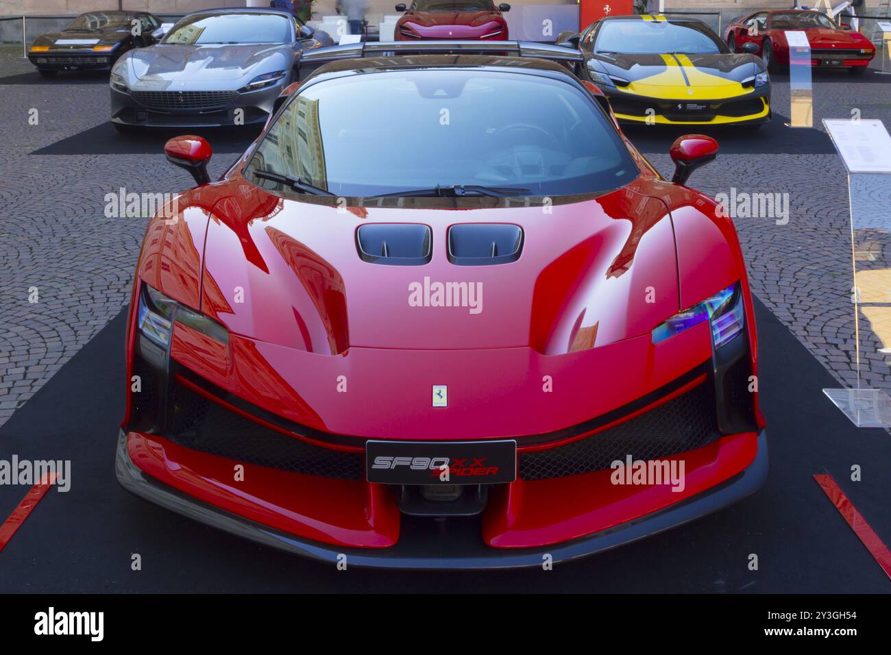 Turin, Italy. 13th September 2024. Ferrari SF90 XX Spider at Ferrari ...