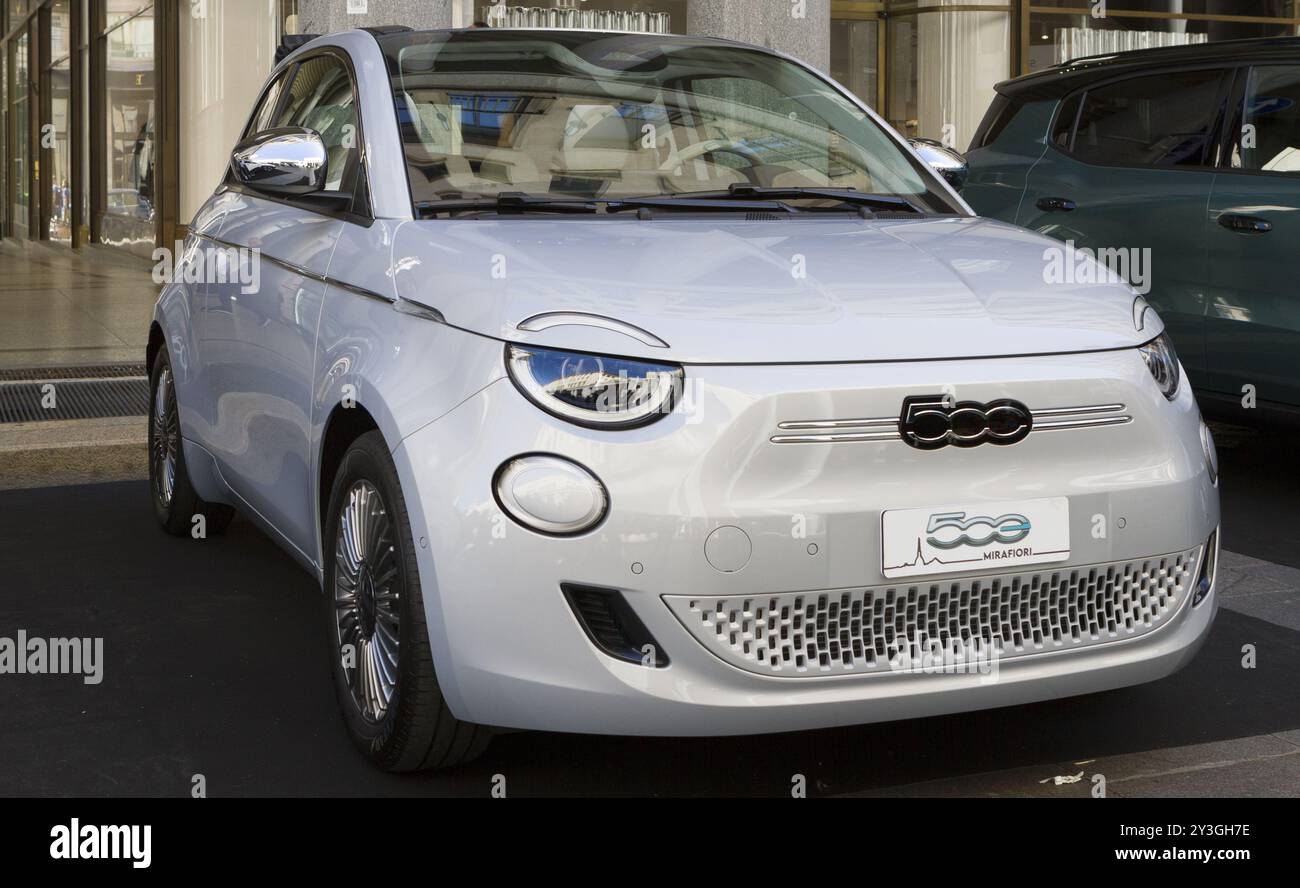 Turin, Italy. 13th September 2024. Fiat New 500 (Fiat 500e) at Turin ...