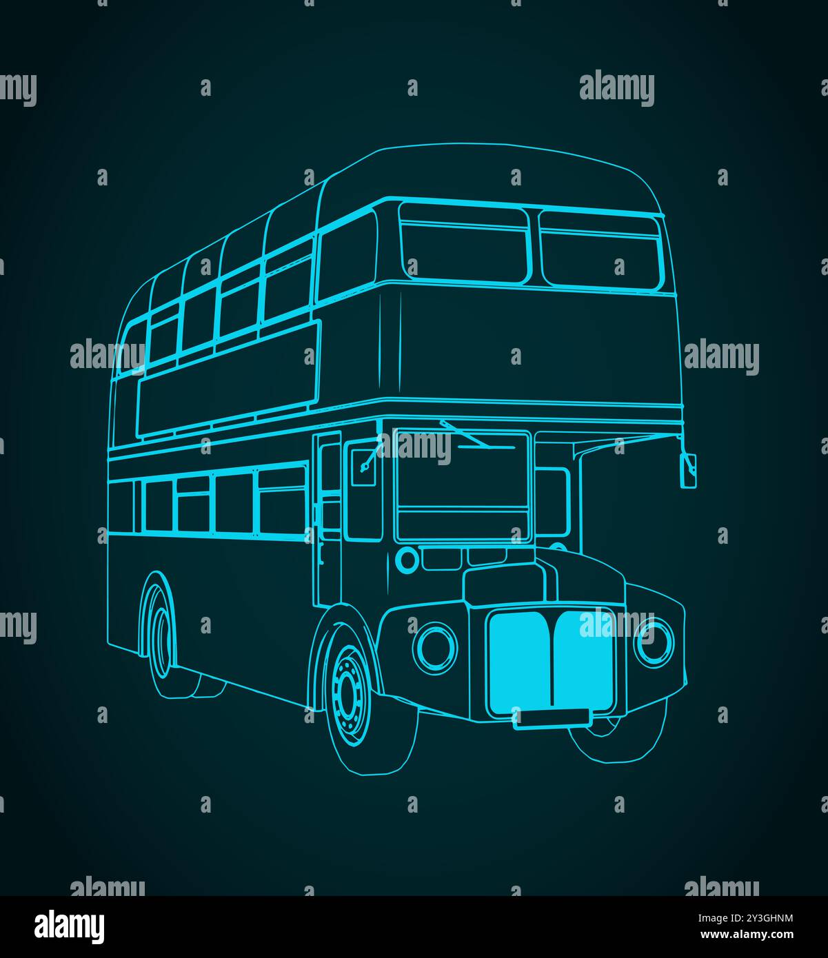 Stylized vector illustration of a double decker bus Stock Vector Image ...