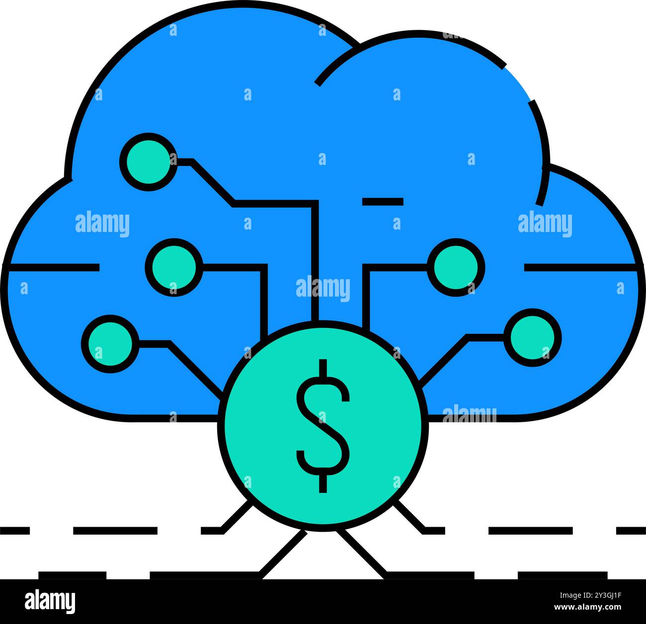 cloud business intelligence icon color illustration Stock Vector Image ...
