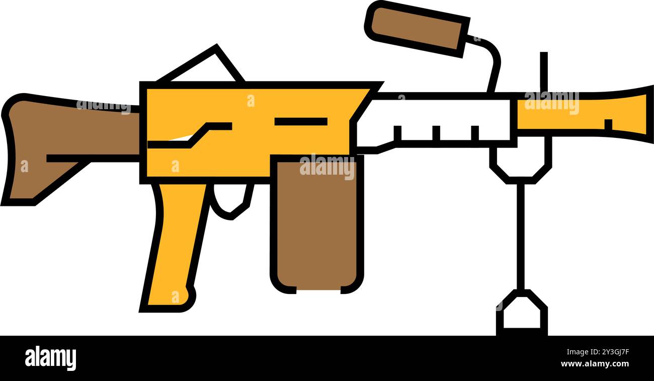 machine gun weapon military icon color illustration Stock Vector Image ...