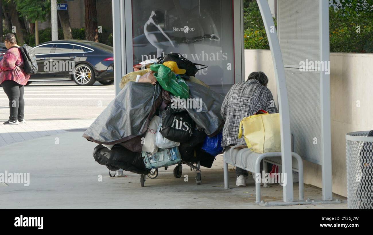 Los Angeles, California, USA 12th September 2024 Homeless Man with ...