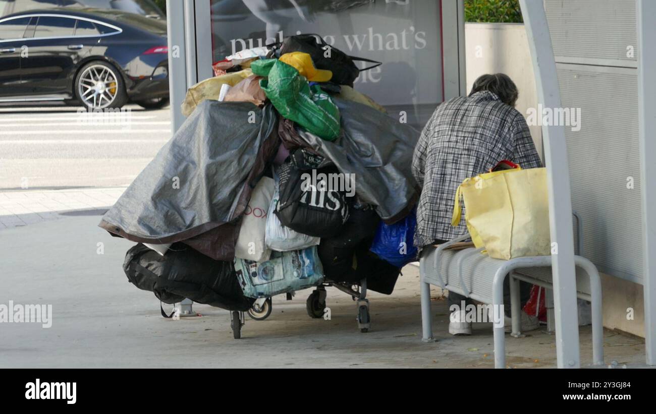 Los Angeles, California, USA 12th September 2024 Homeless Man with ...