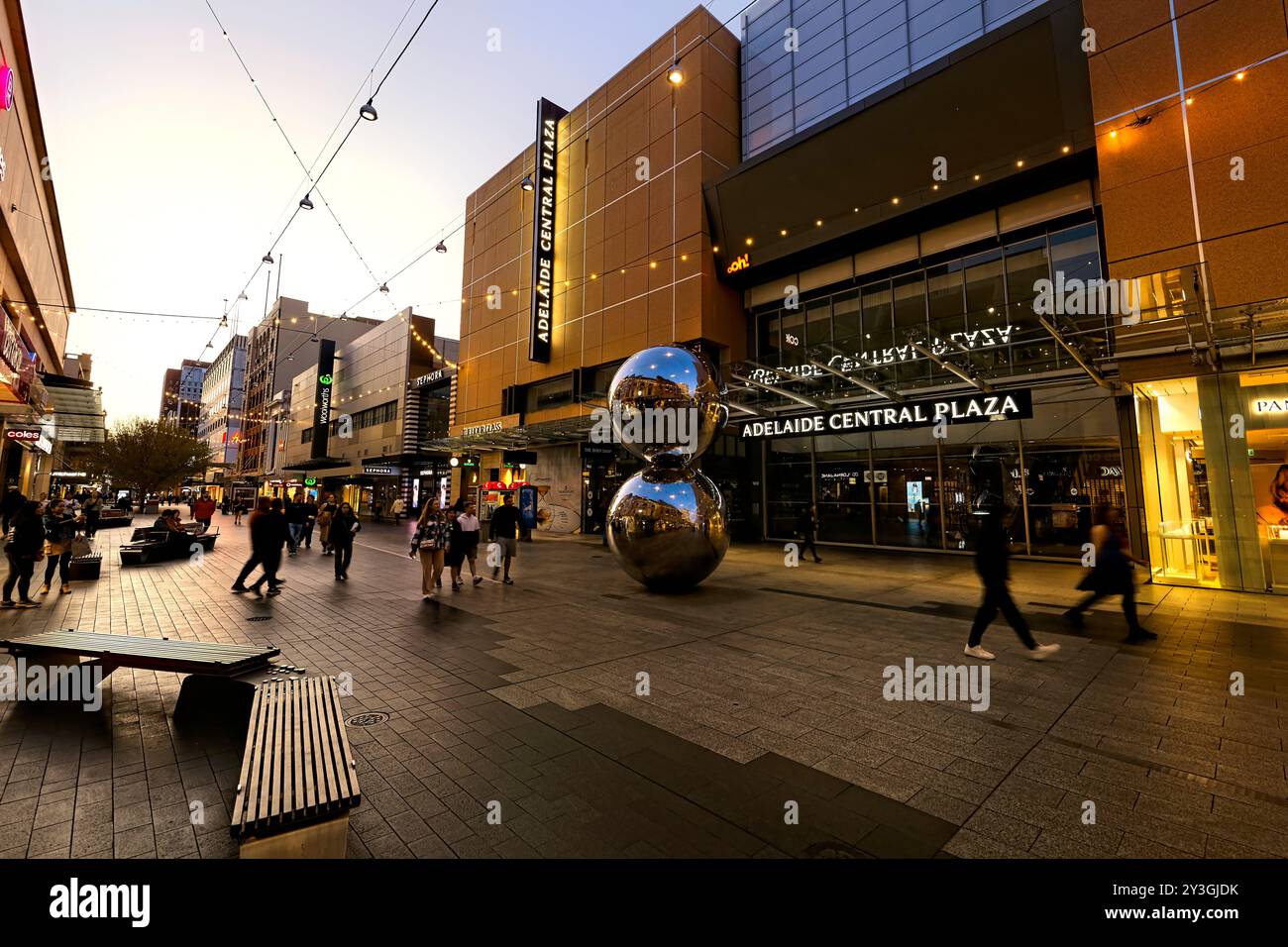 Rundle Mall in evening light, Adelaide, South Australia Stock Photo - Alamy