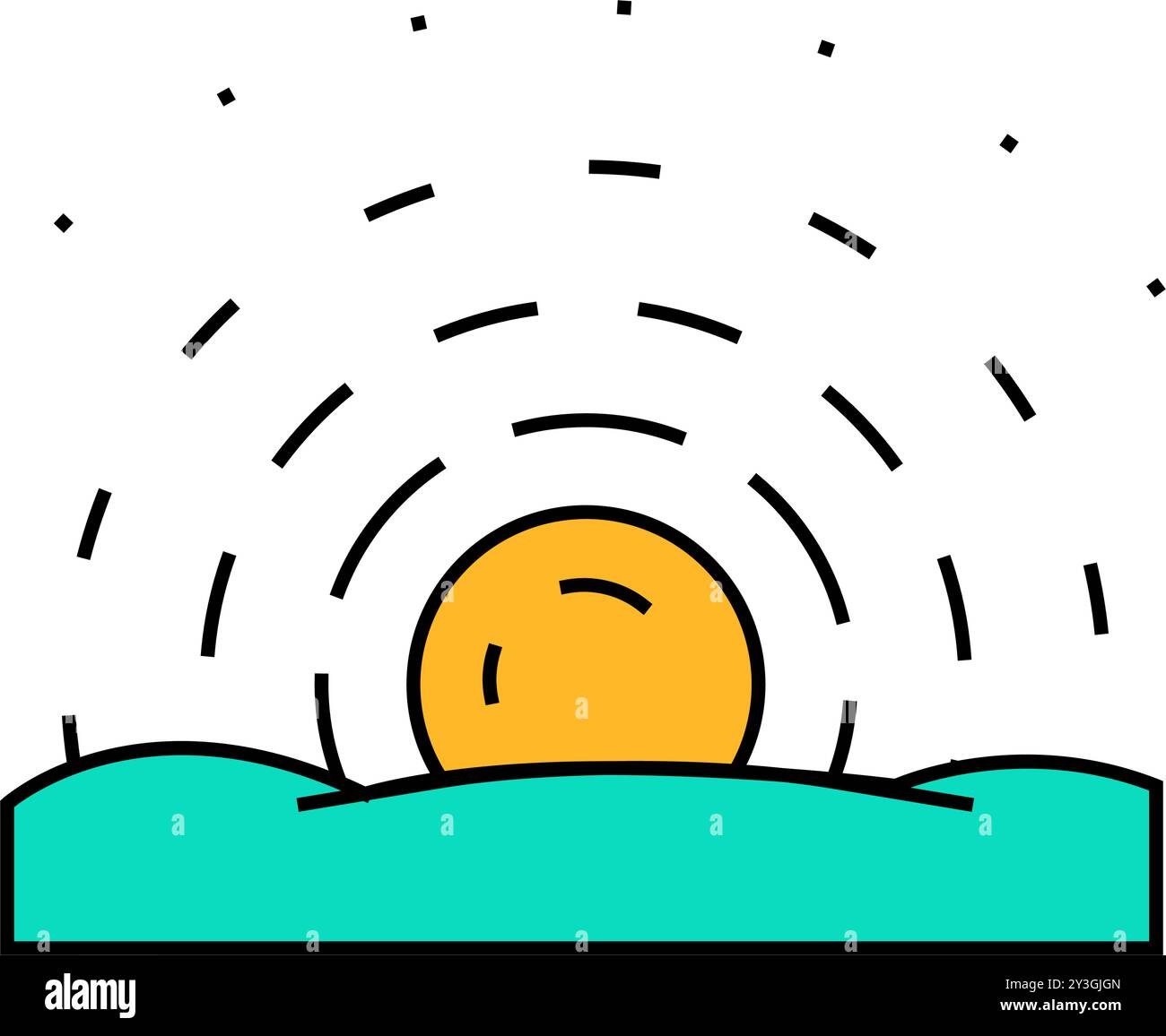 bright sunrise sun summer sunlight icon color illustration Stock Vector ...