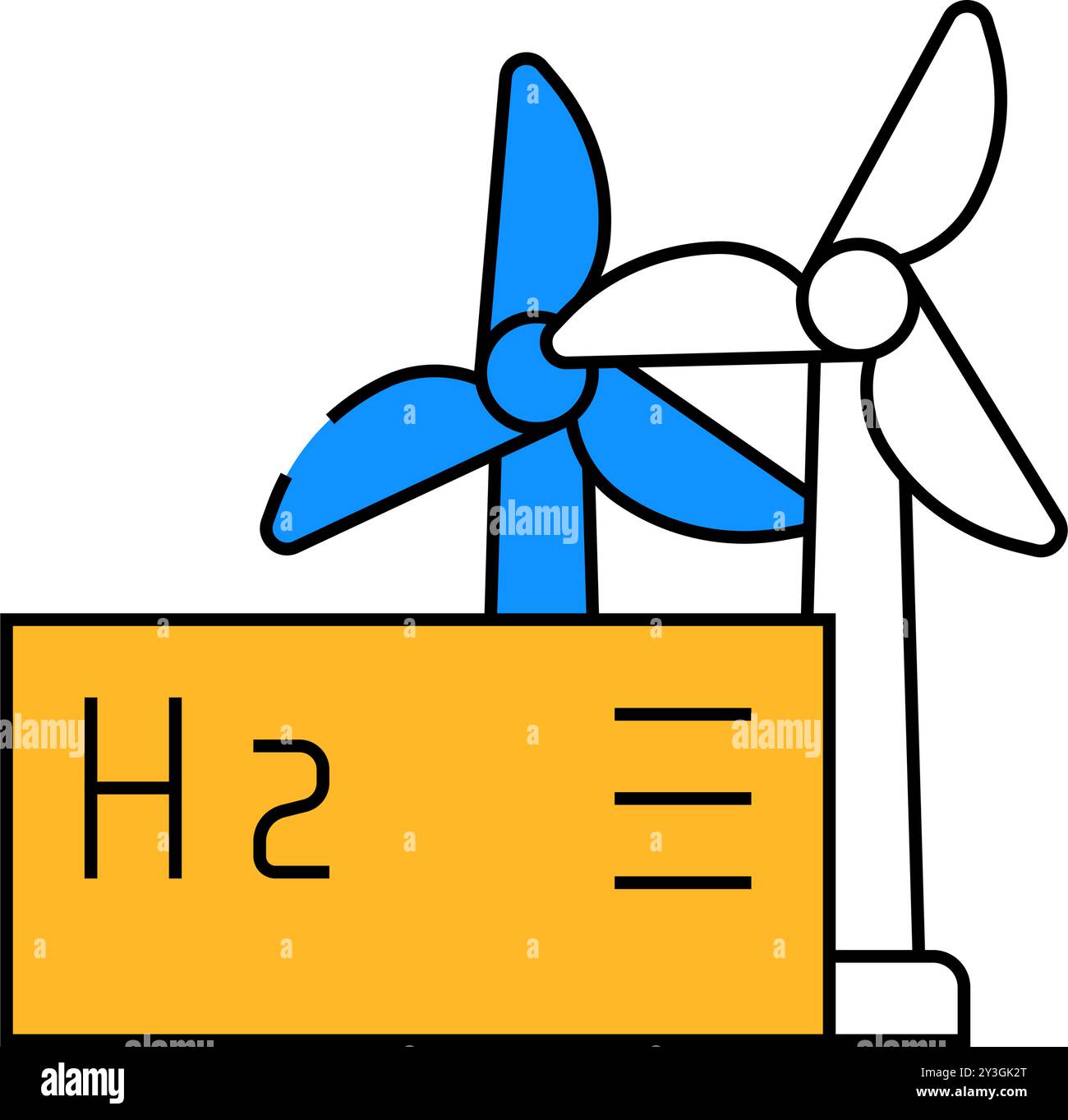 wind energy hydrogen production icon color illustration Stock Vector ...