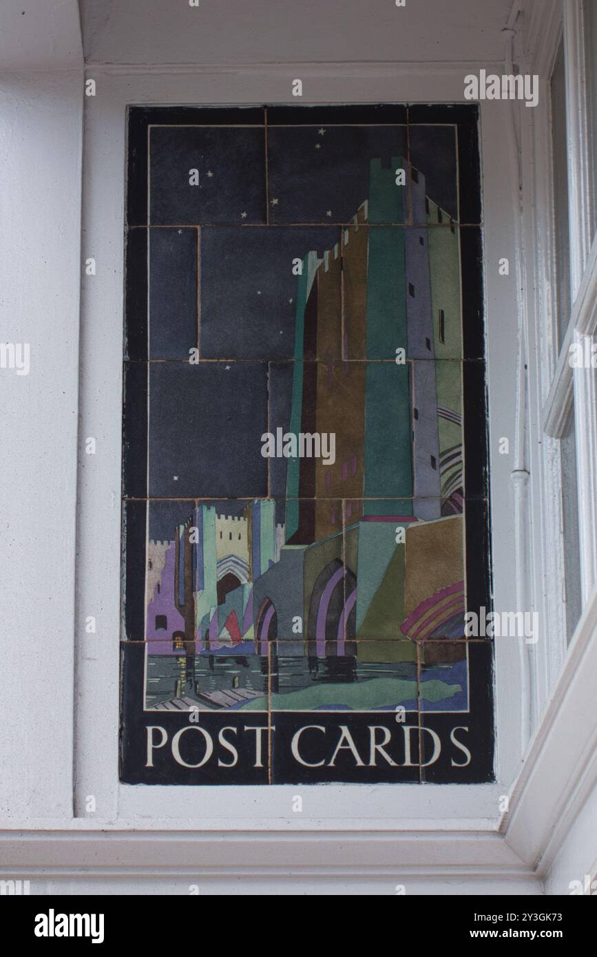 Post office tiles of 1920s views, W.H. Smith and sons, Malvern Worcestershire, U. K Stock Photo ...