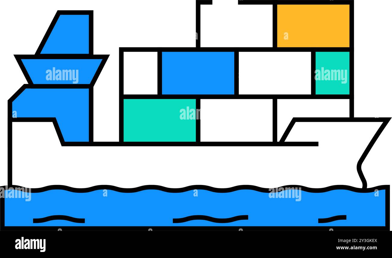 container ship icon color illustration Stock Vector Image & Art - Alamy