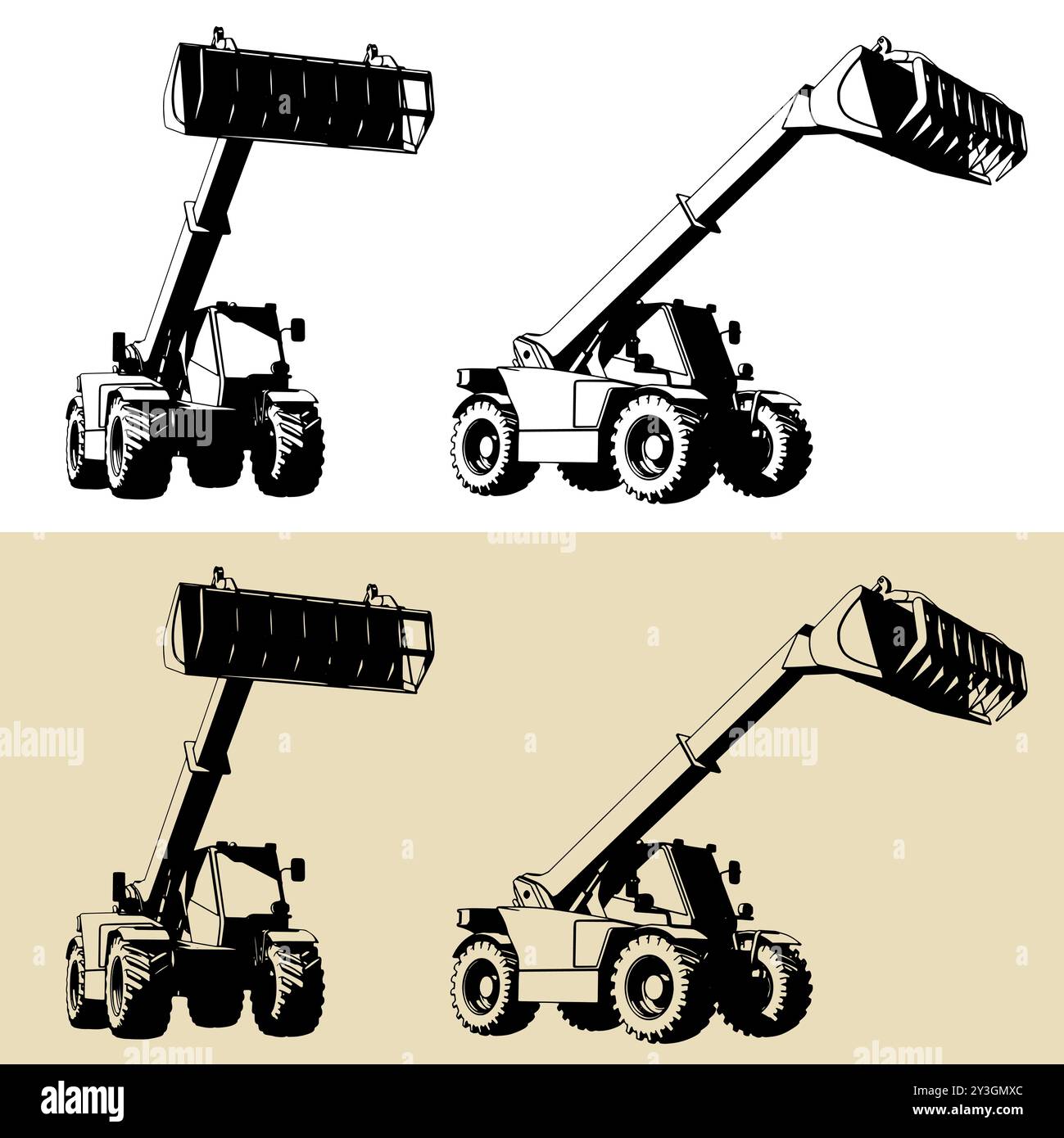 Stylized vector illustrations of a agricultural loader Stock Vector ...