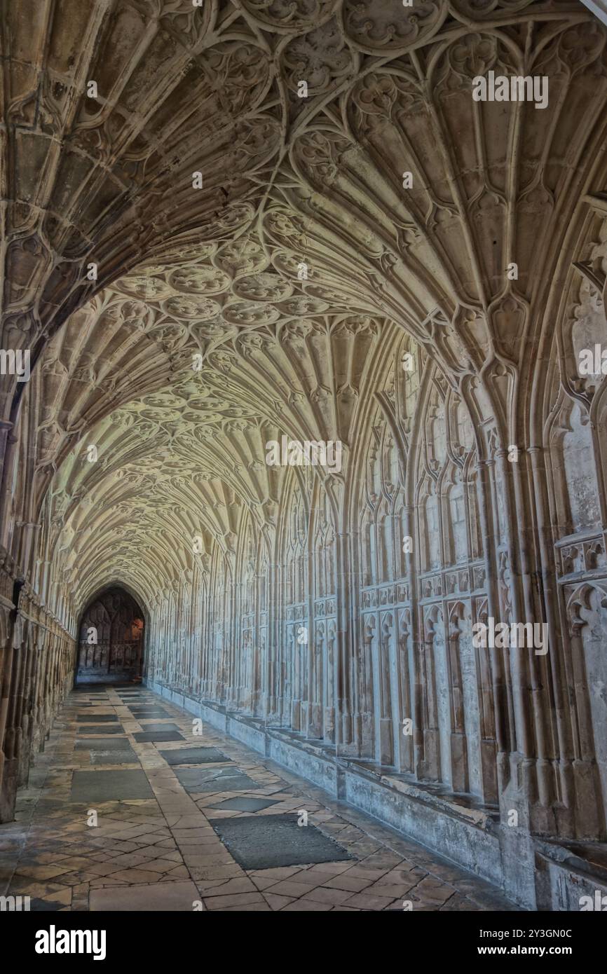 Gloucester cathedral cloisters fan vaulting and tracery Stock Photo - Alamy