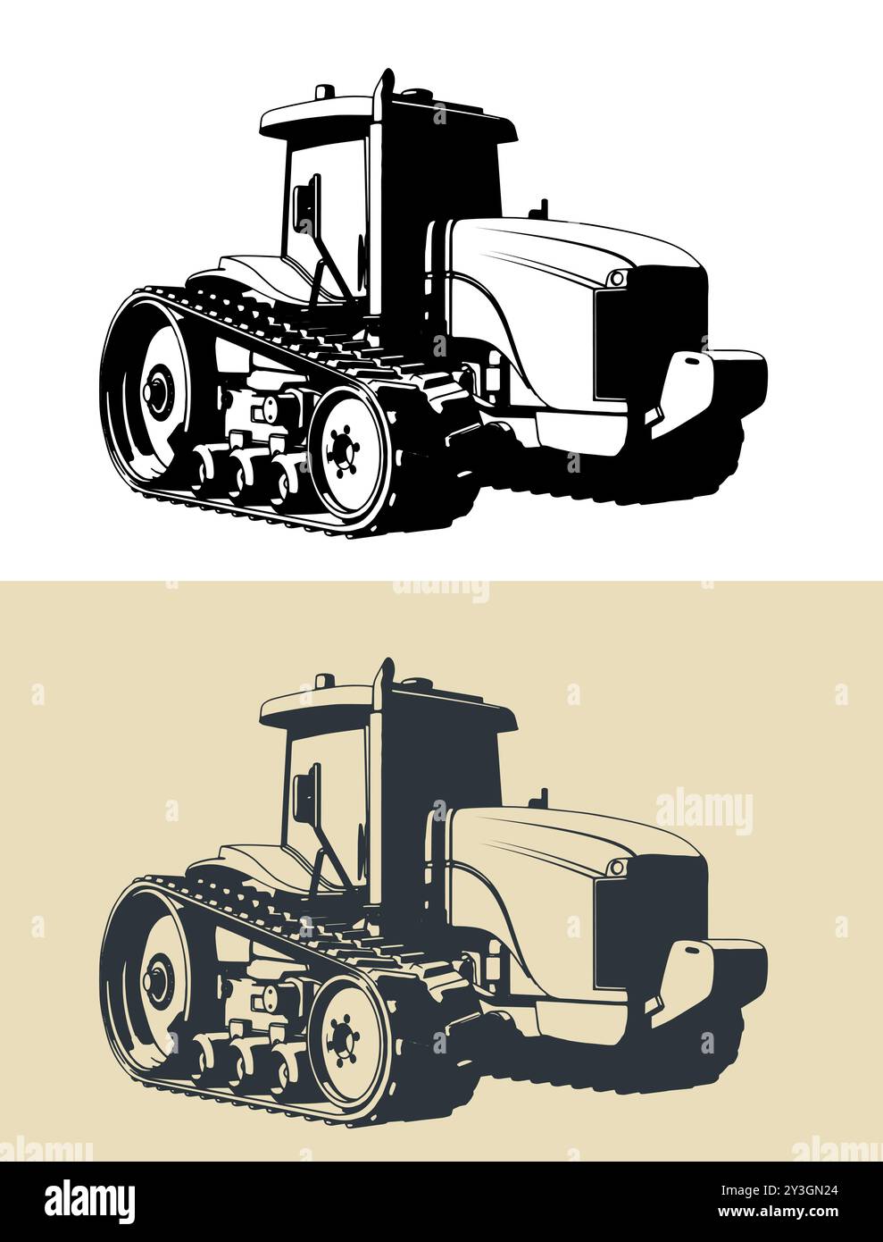 Stylized vector illustrations of a crawler tractor Stock Vector Image ...