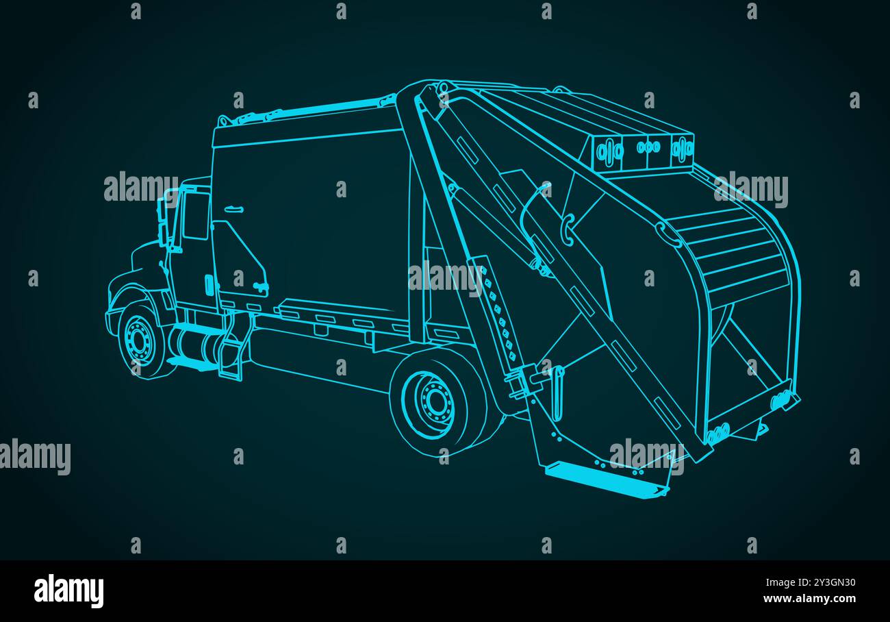Stylized vector illustration of a garbage truck Stock Vector Image ...