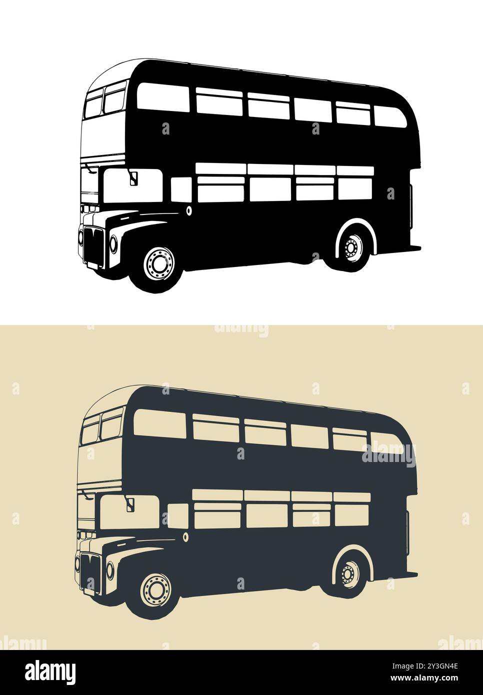 Stylized vector illustrations of a double decker bus Stock Vector Image ...