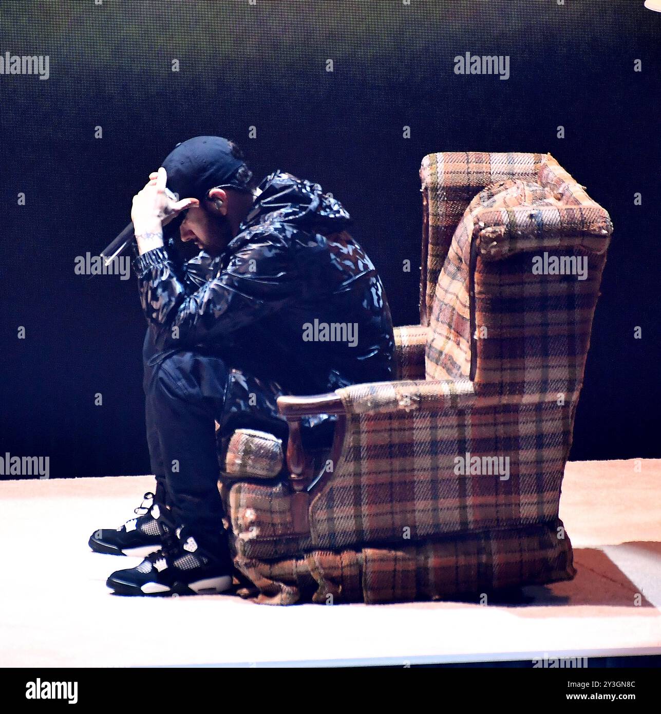 Elmont, USA. 11th Sep, 2024. Eminem performs during the 2024 MTV Video ...