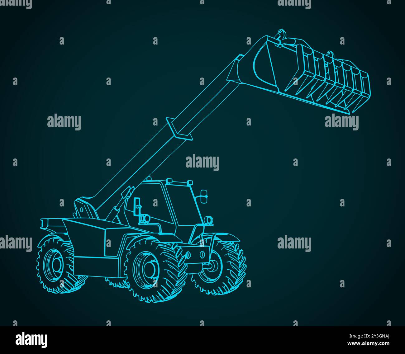 Stylized vector illustration of a agricultural loader Stock Vector ...