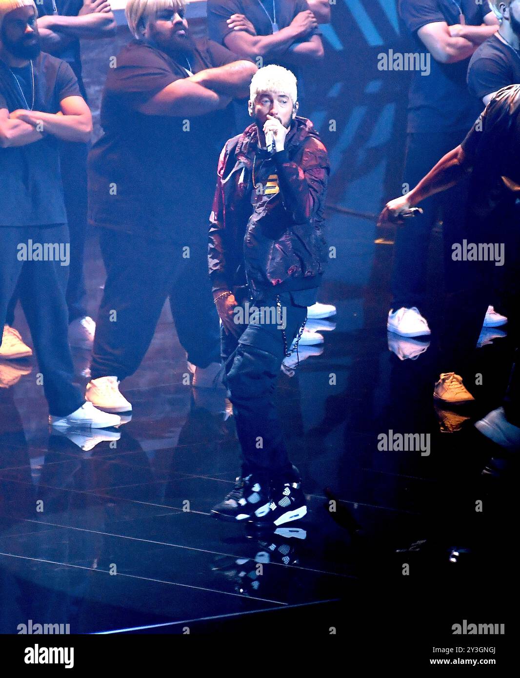 Elmont, USA. 11th Sep, 2024. Eminem performs during the 2024 MTV Video ...