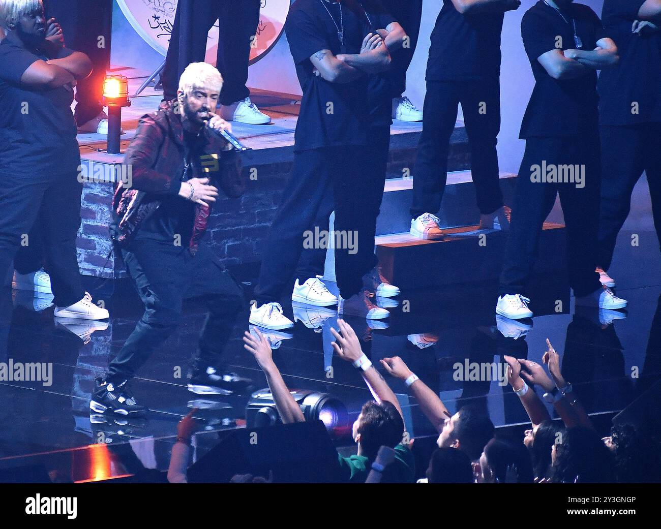 Elmont, USA. 11th Sep, 2024. Eminem performs during the 2024 MTV Video ...