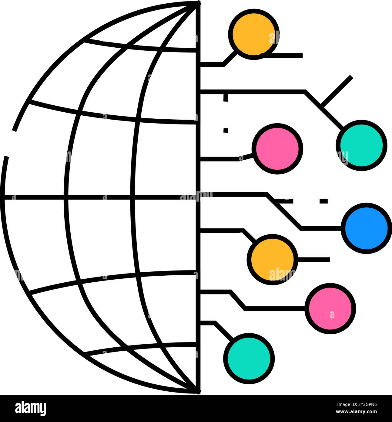 digitalization global business icon color illustration Stock Vector ...