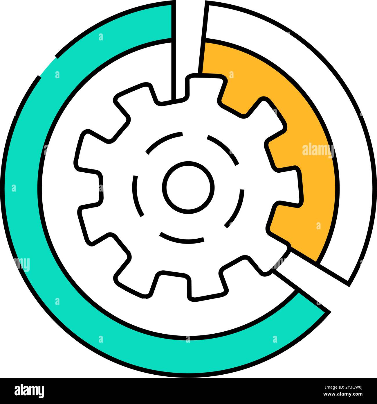 gear working process erp icon color illustration Stock Vector Image ...