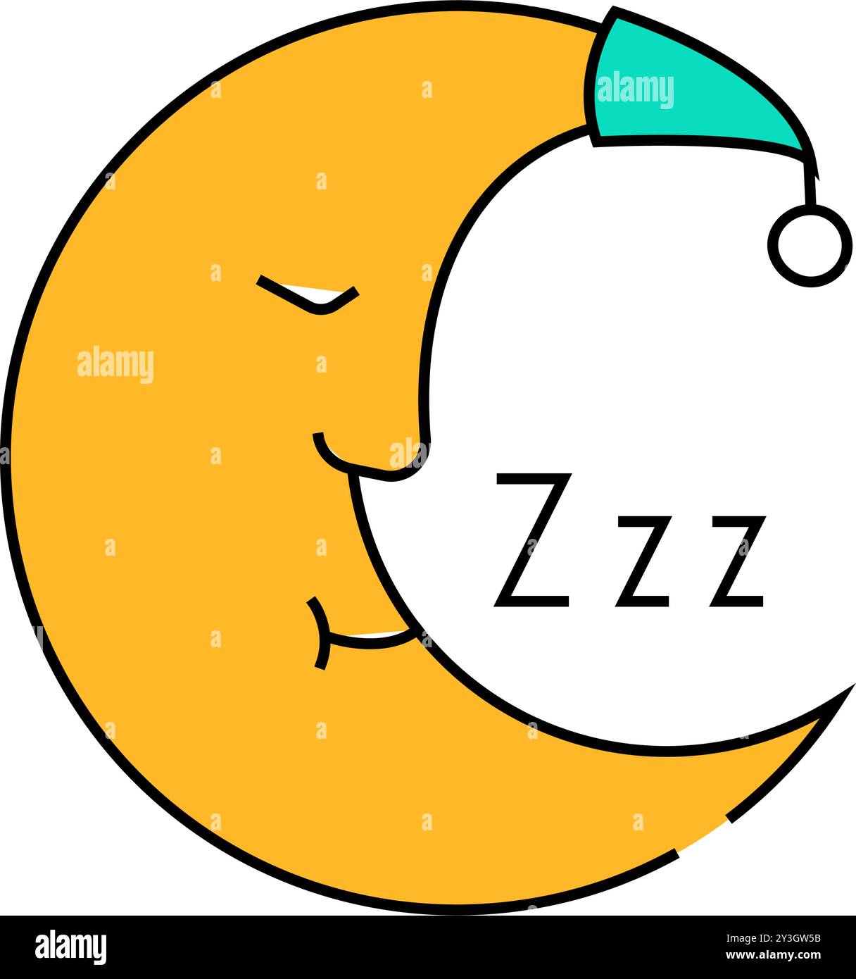 moon sleeping icon color illustration Stock Vector Image & Art - Alamy