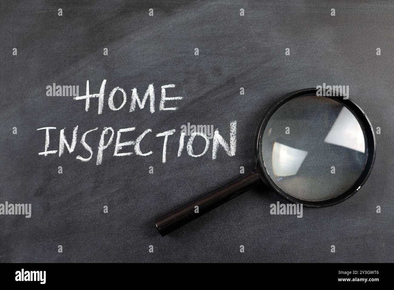 Home inspection words written on a chalk board Stock Photo - Alamy