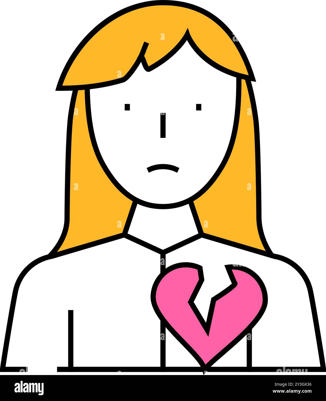 broken heart girl icon color illustration Stock Vector Image & Art - Alamy