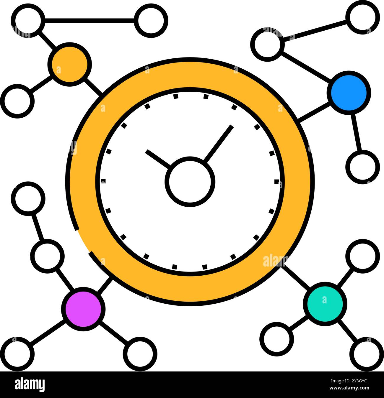 distribution of time across projects icon color illustration Stock ...