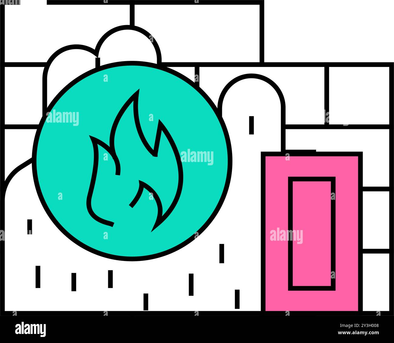 flame proof building material icon color illustration Stock Vector ...