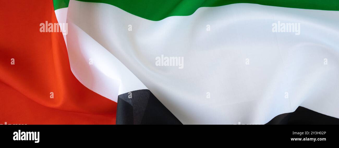 Flag of UAE background. Copy space. Mock up advertisement template ...