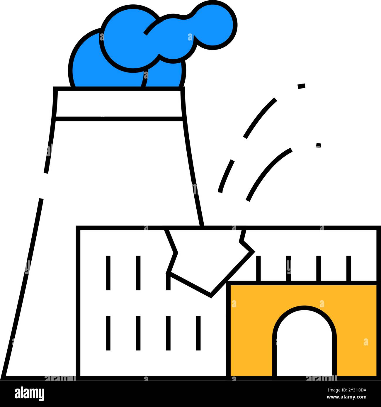 explosion at nuclear power plant disaster icon color illustration Stock ...
