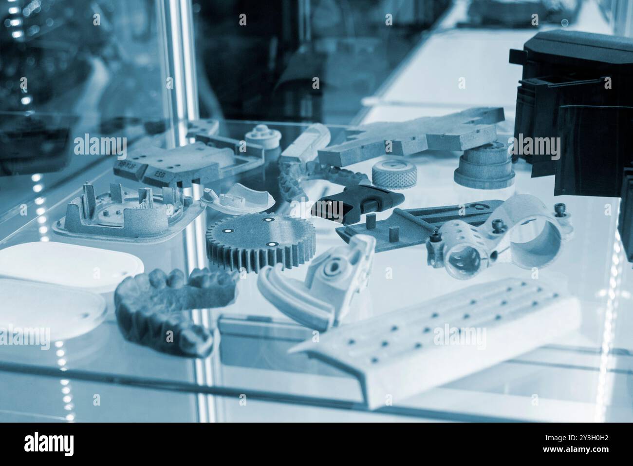 Various objects printed on a 3D printer from molten plastic powder ...