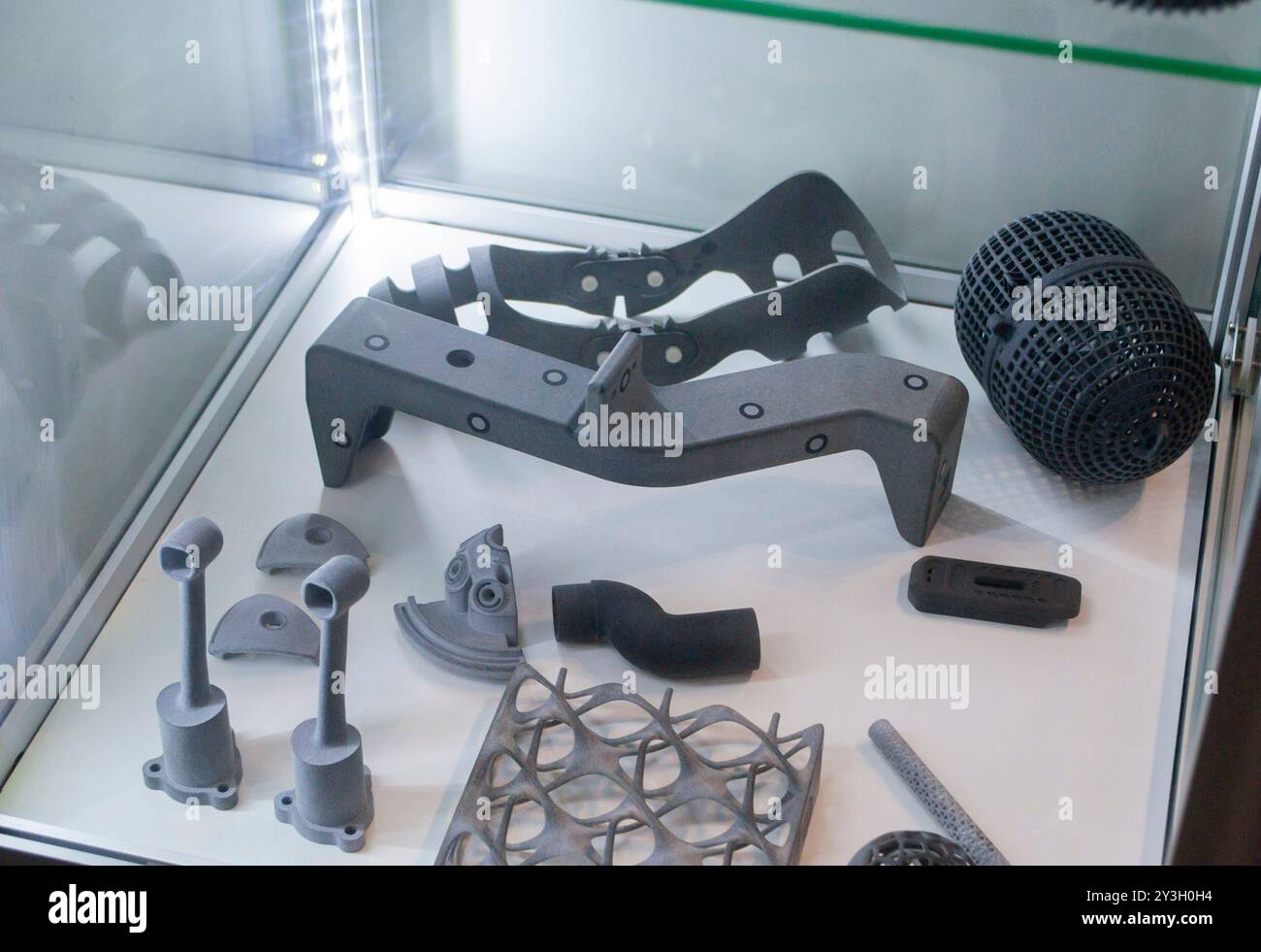 Various objects printed on a 3D printer from molten plastic powder ...