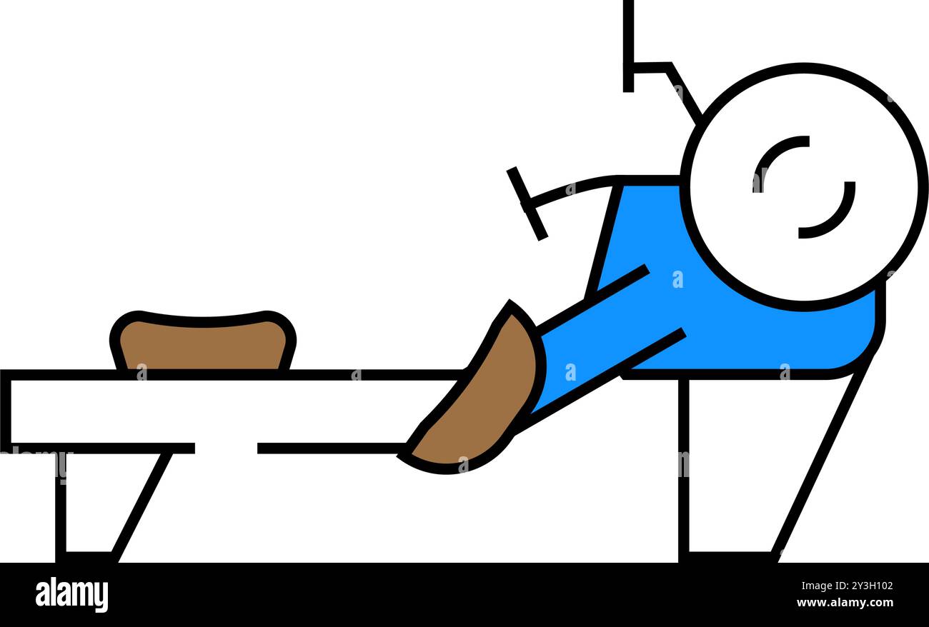 Sportsman exercising rowing machine Stock Vector Images - Alamy