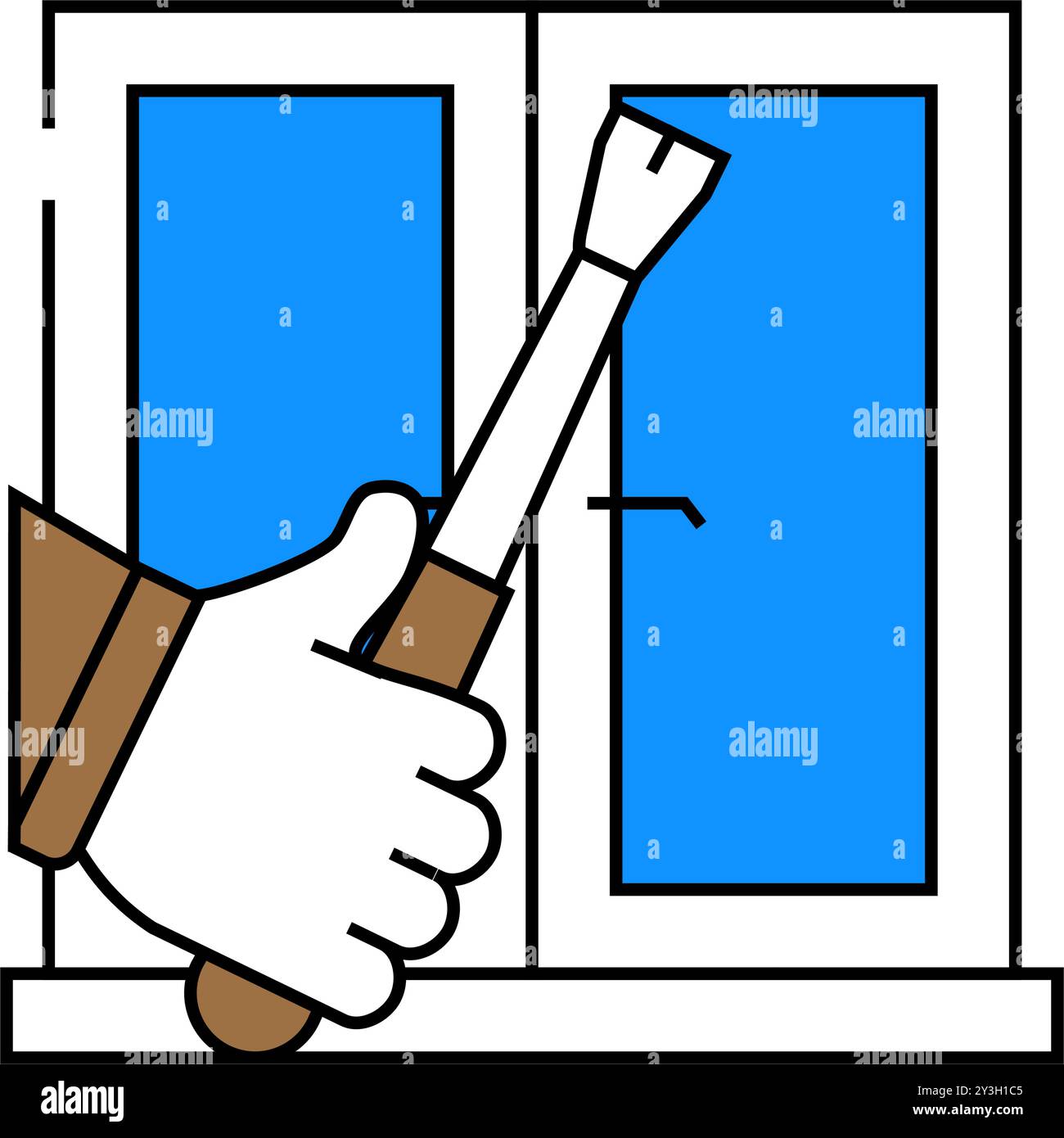Repairman fixing window Cut Out Stock Images & Pictures - Alamy