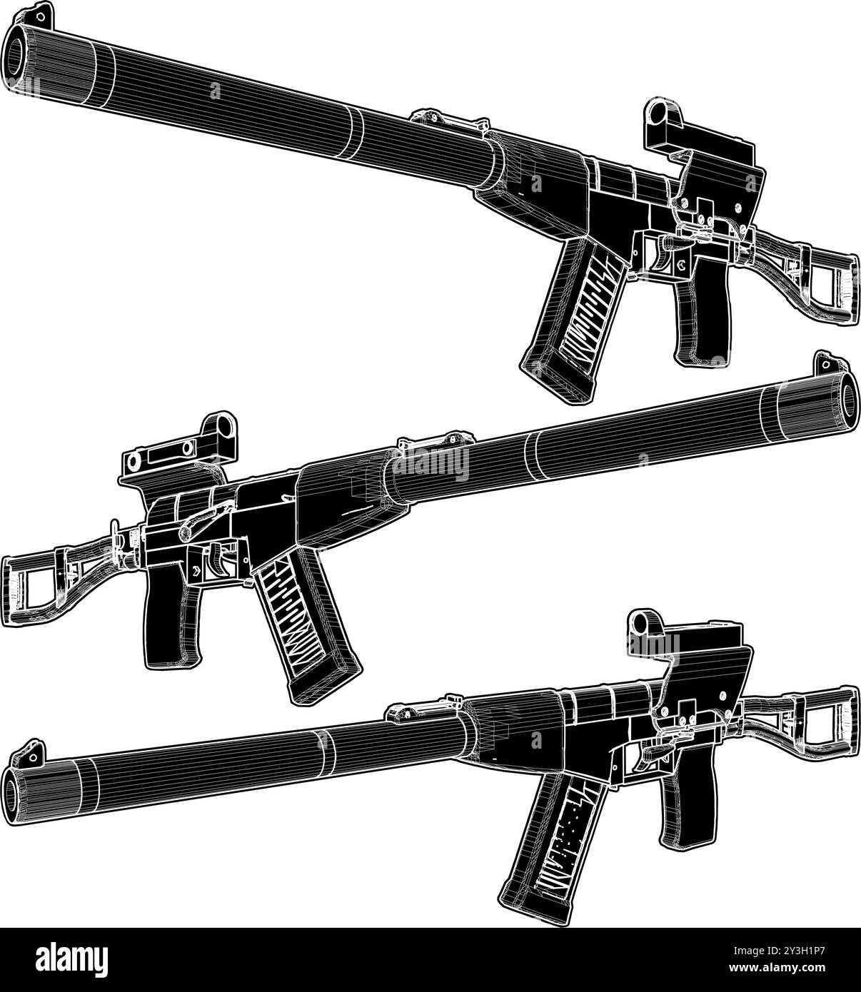 Assault Rifle Automatic Gun Vector. Illustration Isolated On White ...