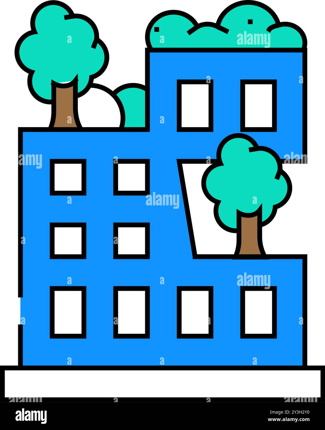 house decorated trees icon color illustration Stock Vector Image & Art ...