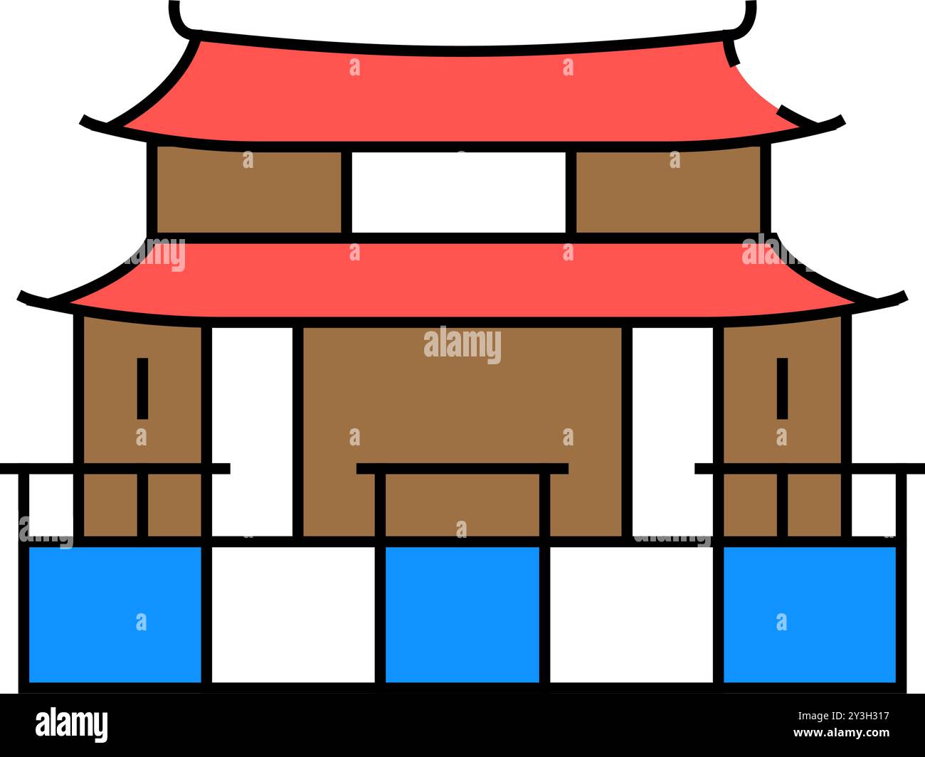 traditional chinese temple icon color illustration Stock Vector Image ...