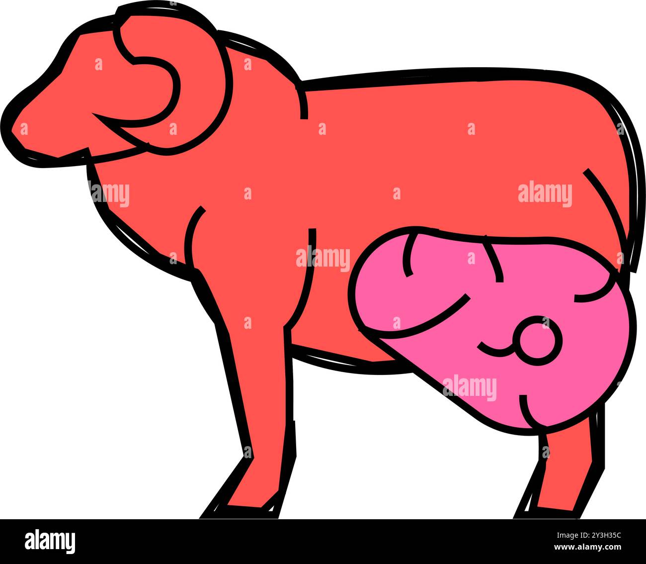 mutton farm animal meat icon color illustration Stock Vector Image ...
