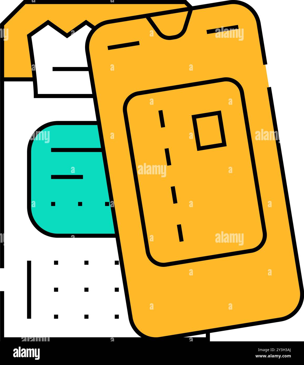 cashless and contactless payment with phone icon color illustration ...