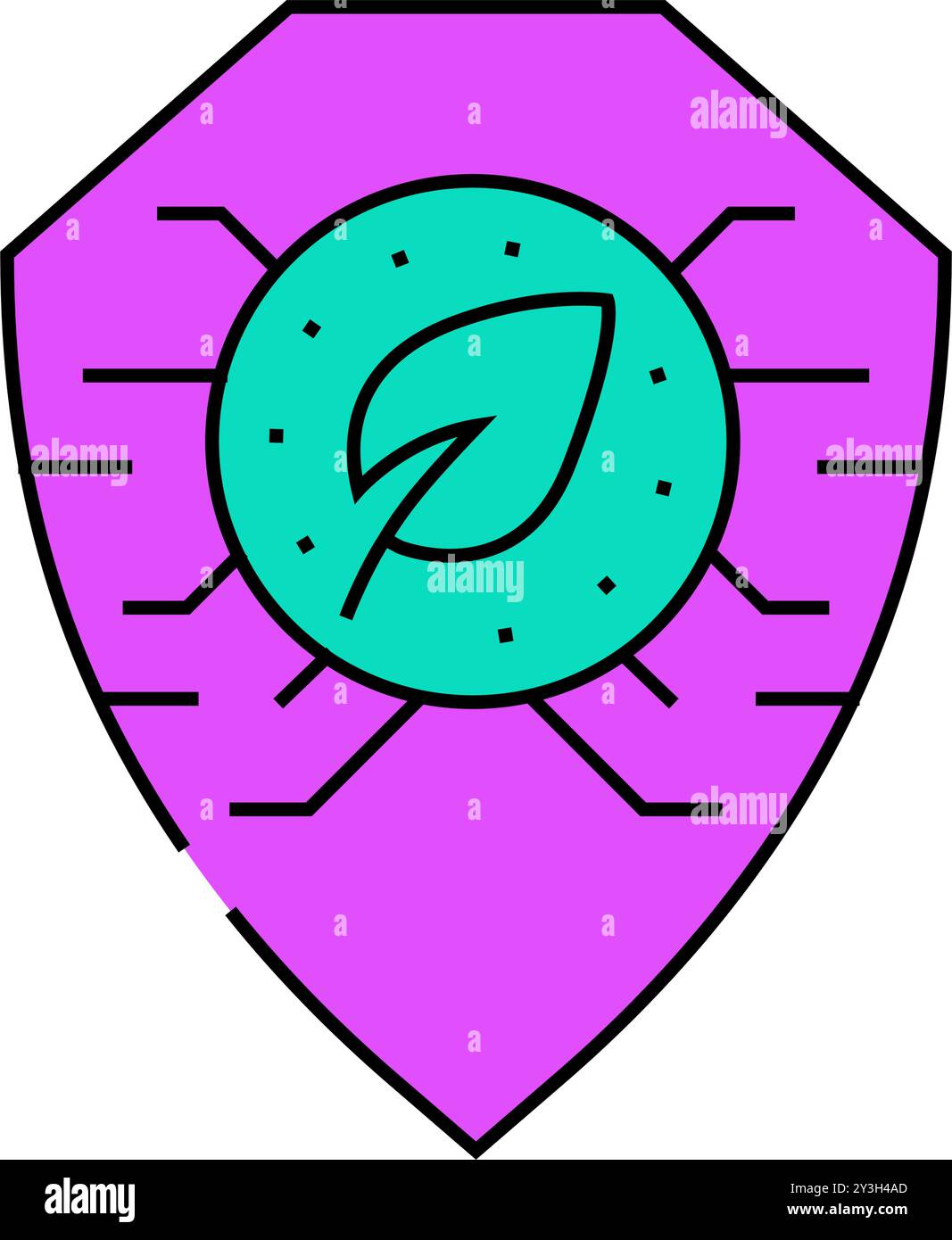 digital protection chia cryptocurrency icon color illustration Stock ...