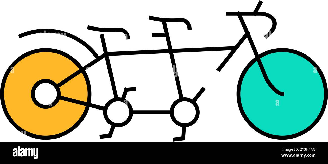 tandem bike for couple rider icon color illustration Stock Vector Image ...