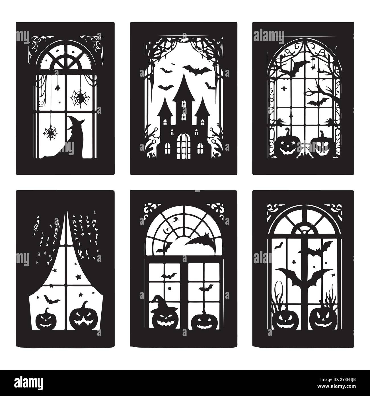 Creepy window silhouettes Black and White Stock Photos & Images - Alamy