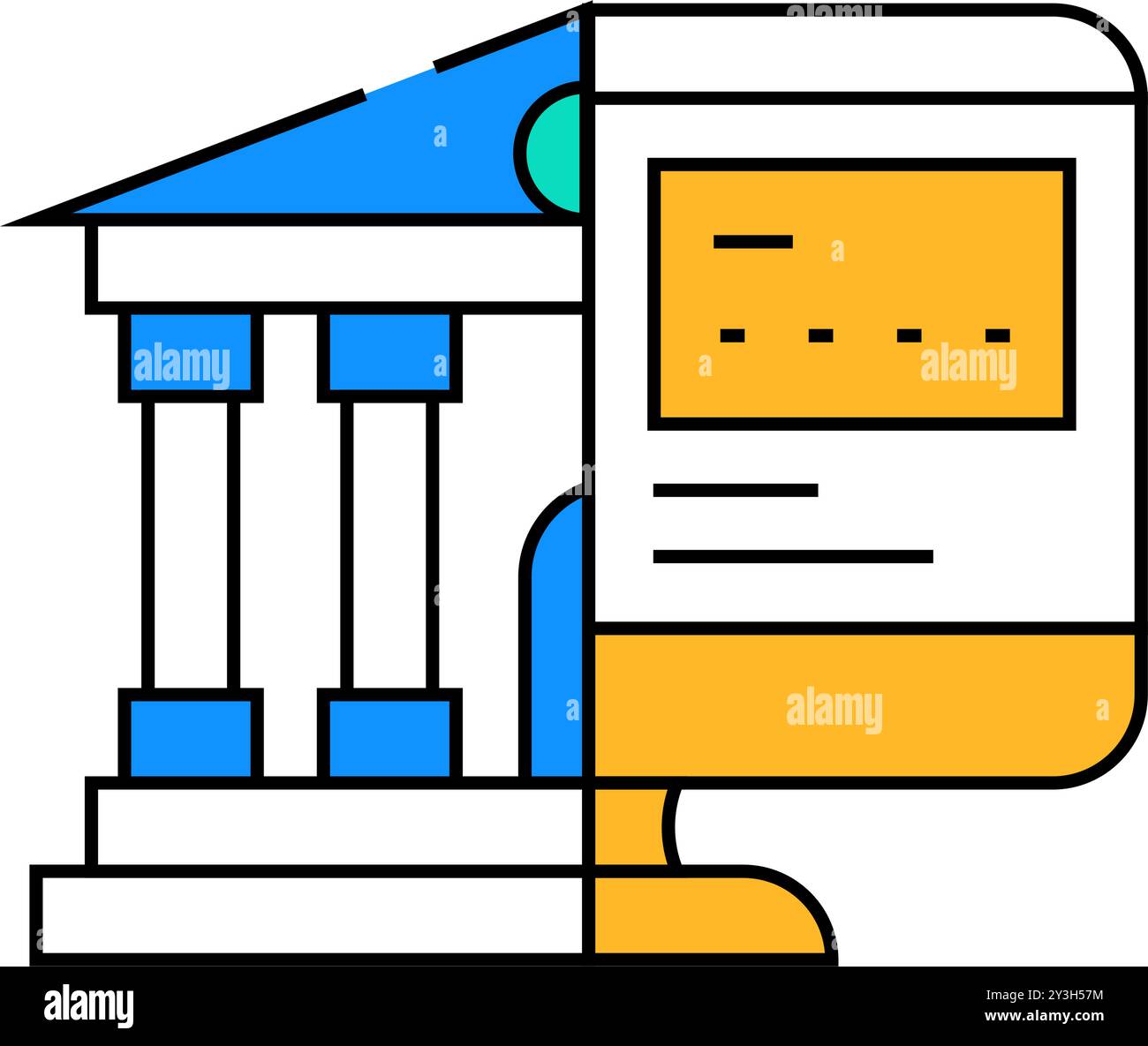 bank financial building icon color illustration Stock Vector Image ...