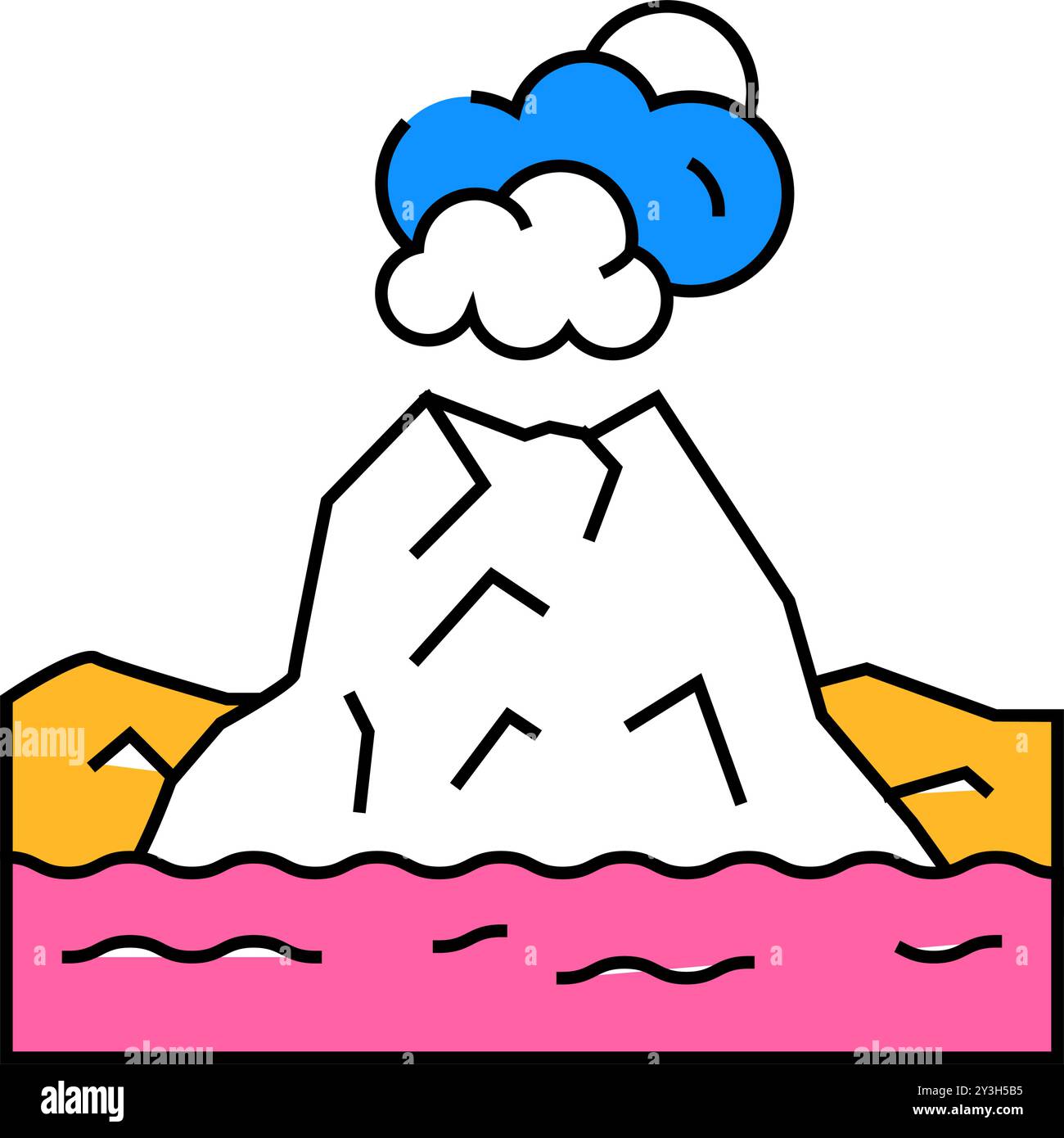 island with volcano icon color illustration Stock Vector Image & Art ...