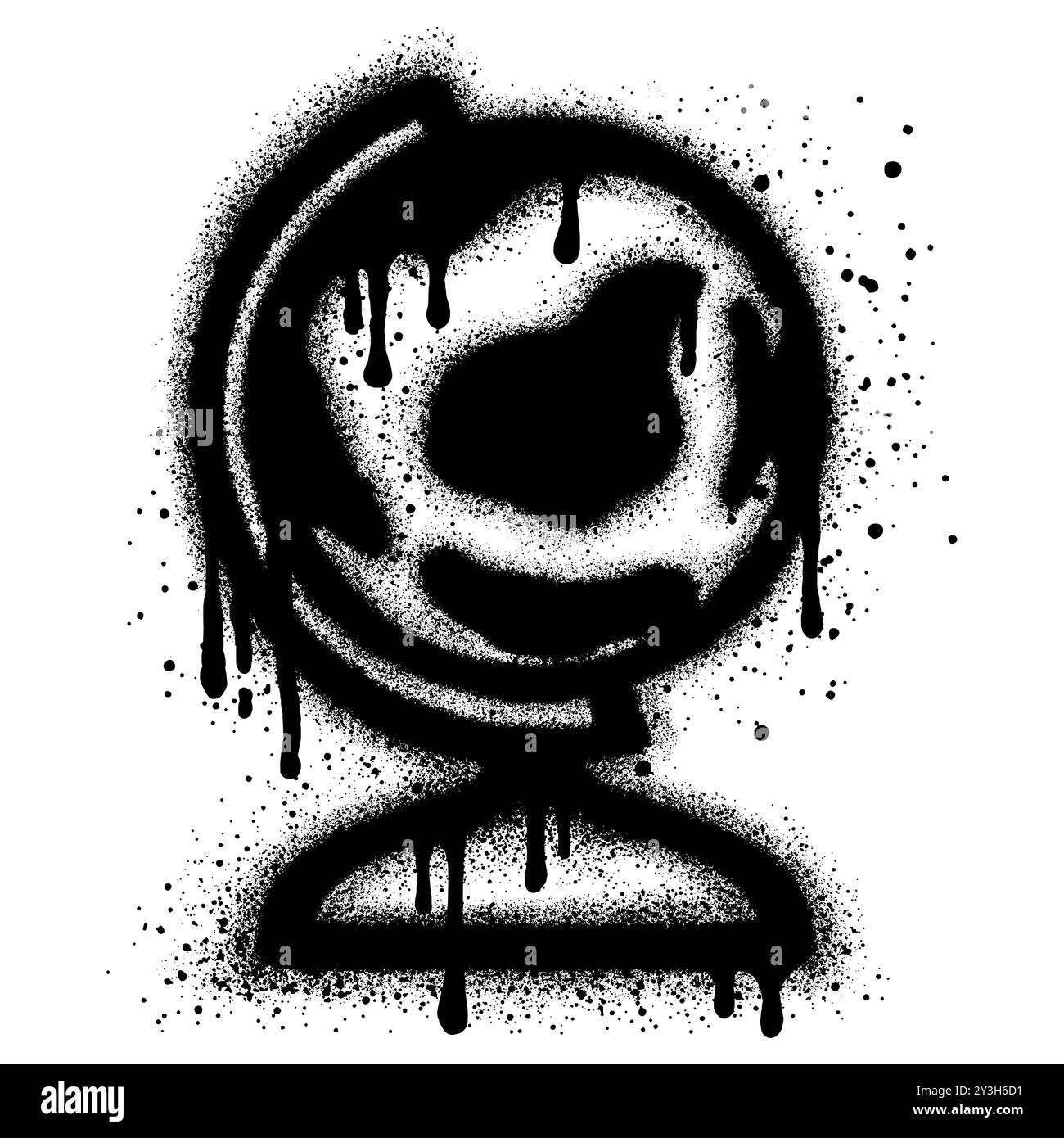 Spray Painted Graffiti globe world map icon Sprayed isolated with a ...