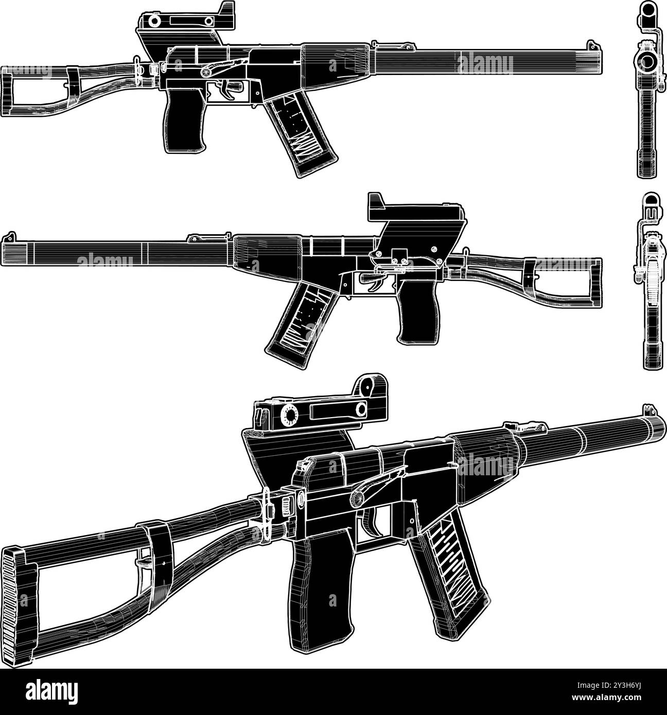 Assault Rifle Automatic Gun Vector. Illustration Isolated On White ...