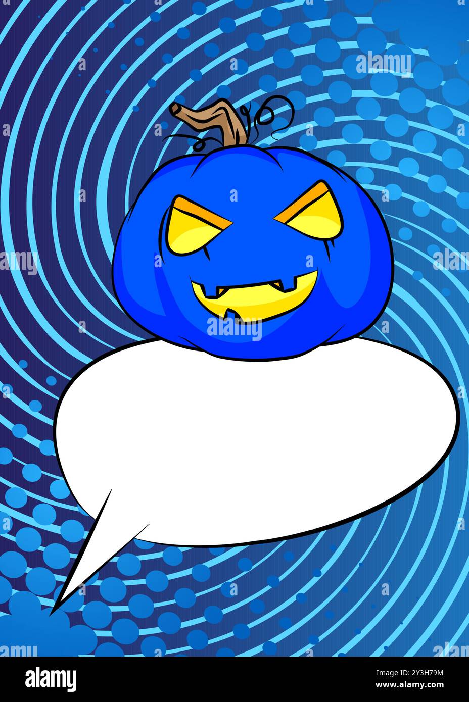 Cartoon Jack O' Lantern with blank speech bubble, comic book Halloween ...
