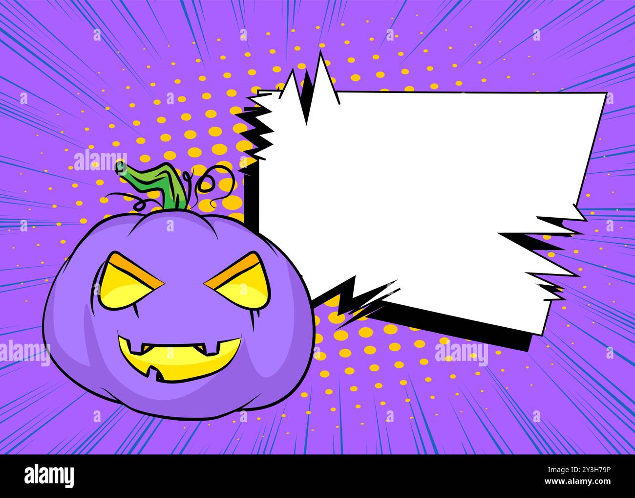 Cartoon Jack O' Lantern with blank speech bubble, comic book Halloween ...